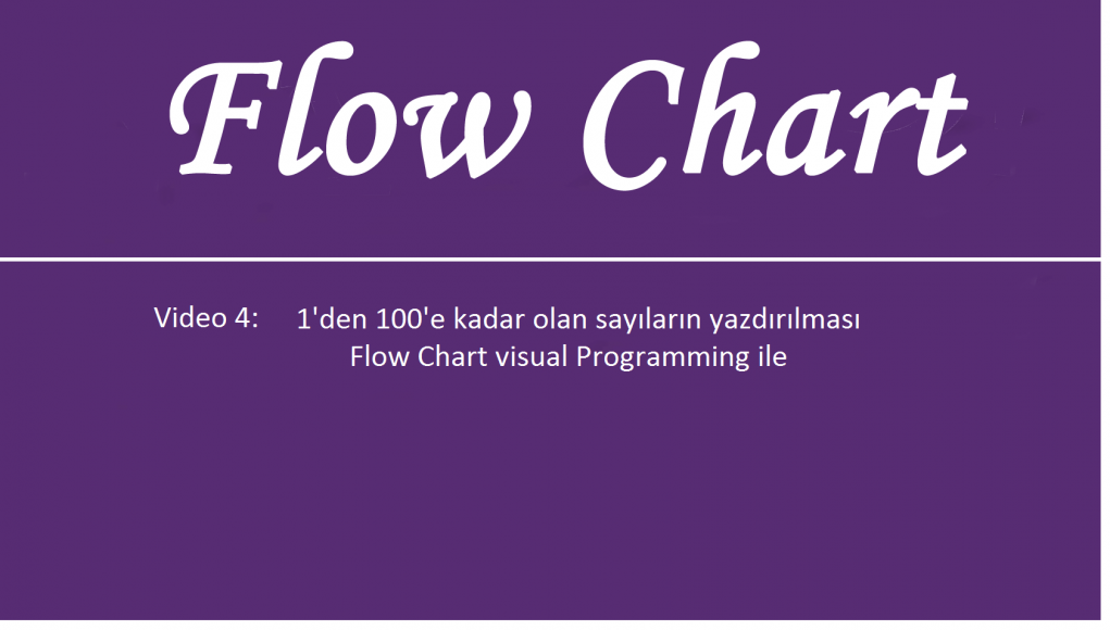 Flow Chart Visual Programming Programı ile 1 den 100 e kadar olan sayıların yazdırılması